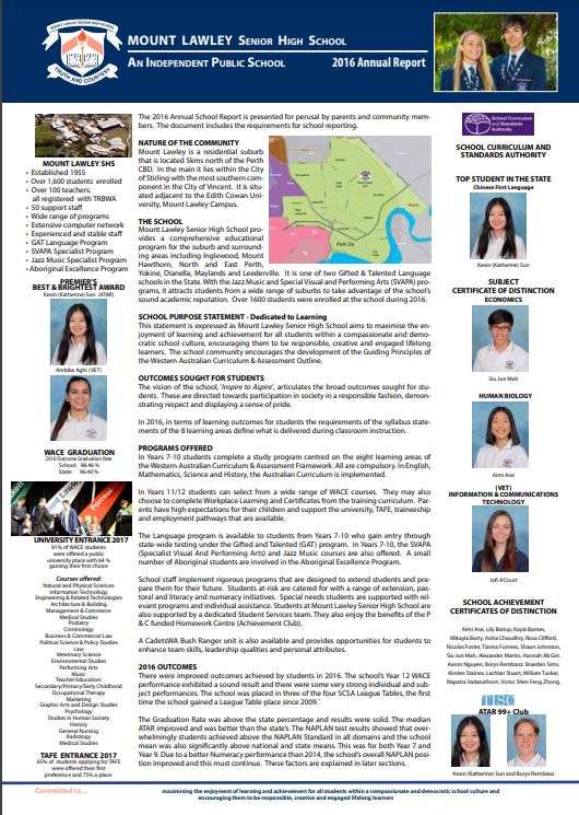 Business Report & School Review - Mount Lawley Senior High School