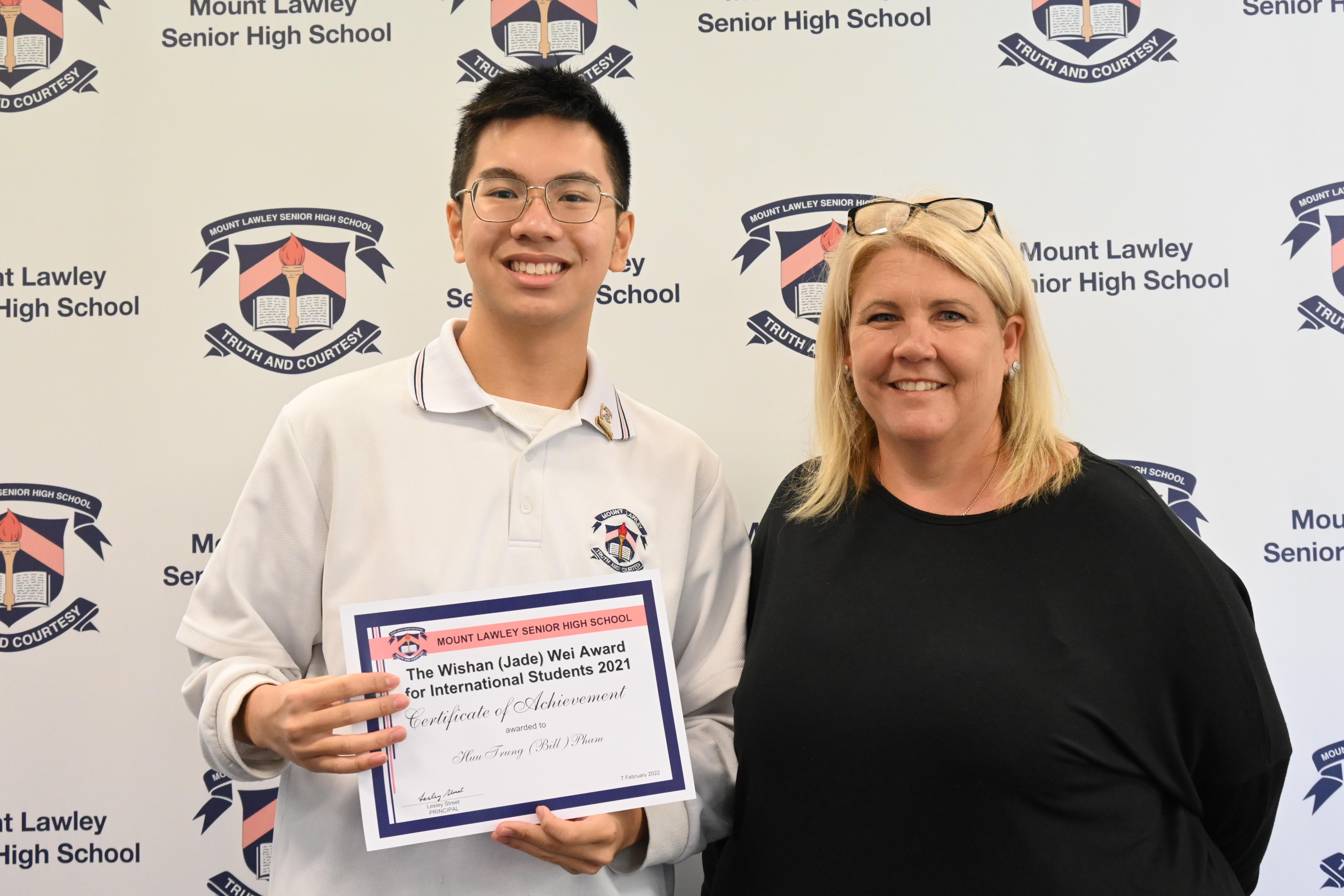 Jade Wei Award for International Students - Mount Lawley Senior High School
